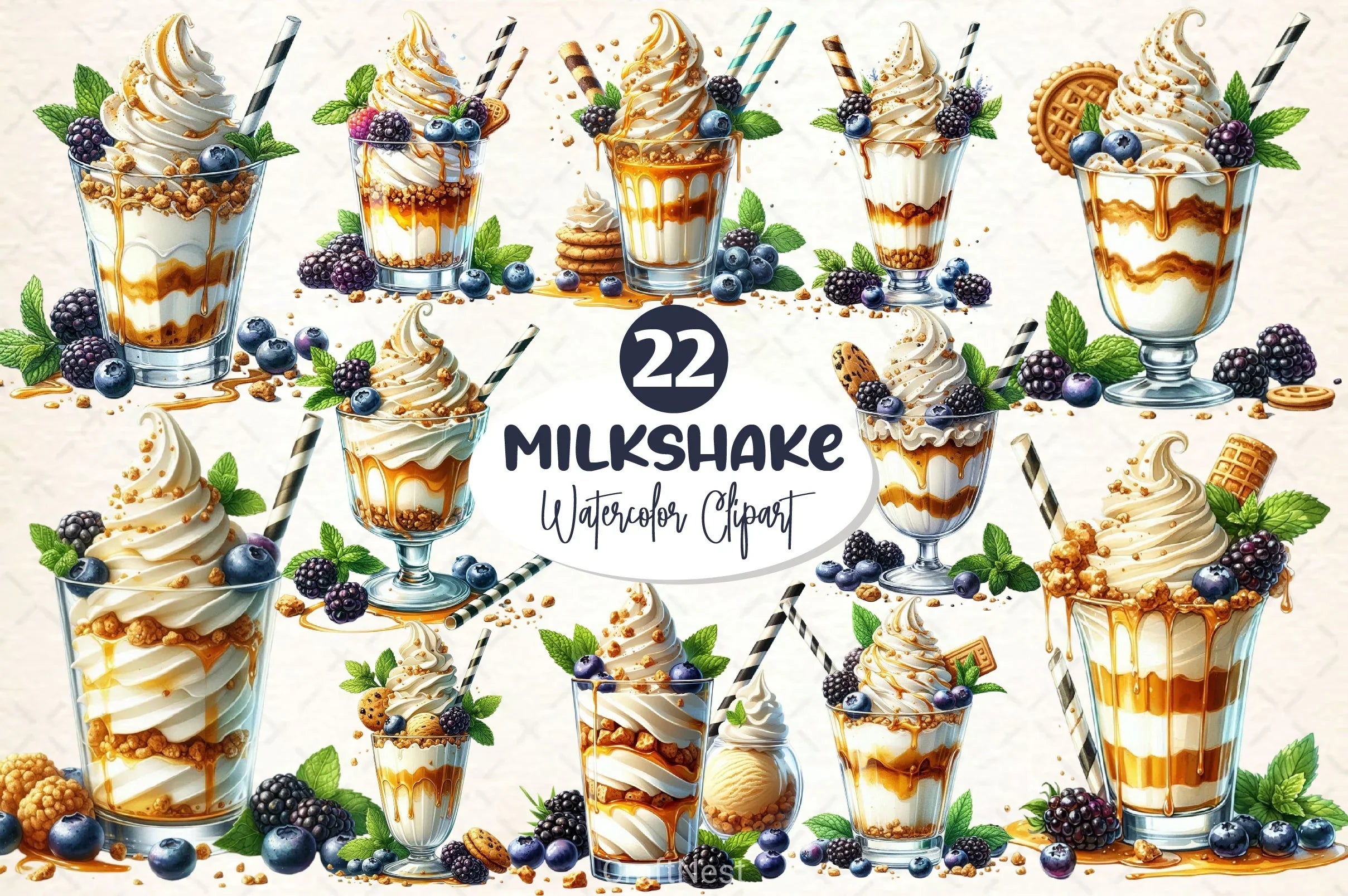Yellow Milkshake Clipart Bundle