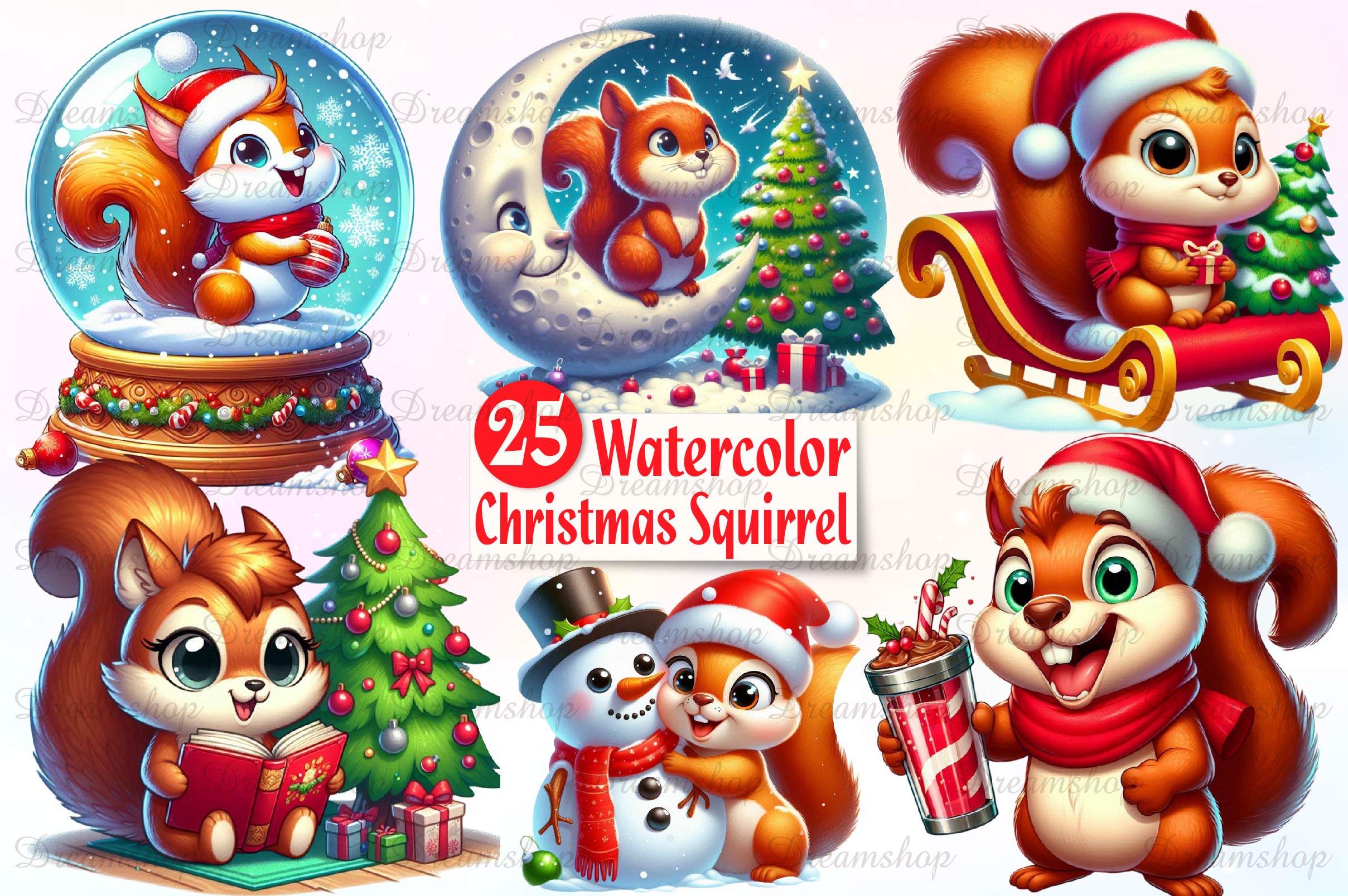 Christmas Squirrel Clipart Bundle
