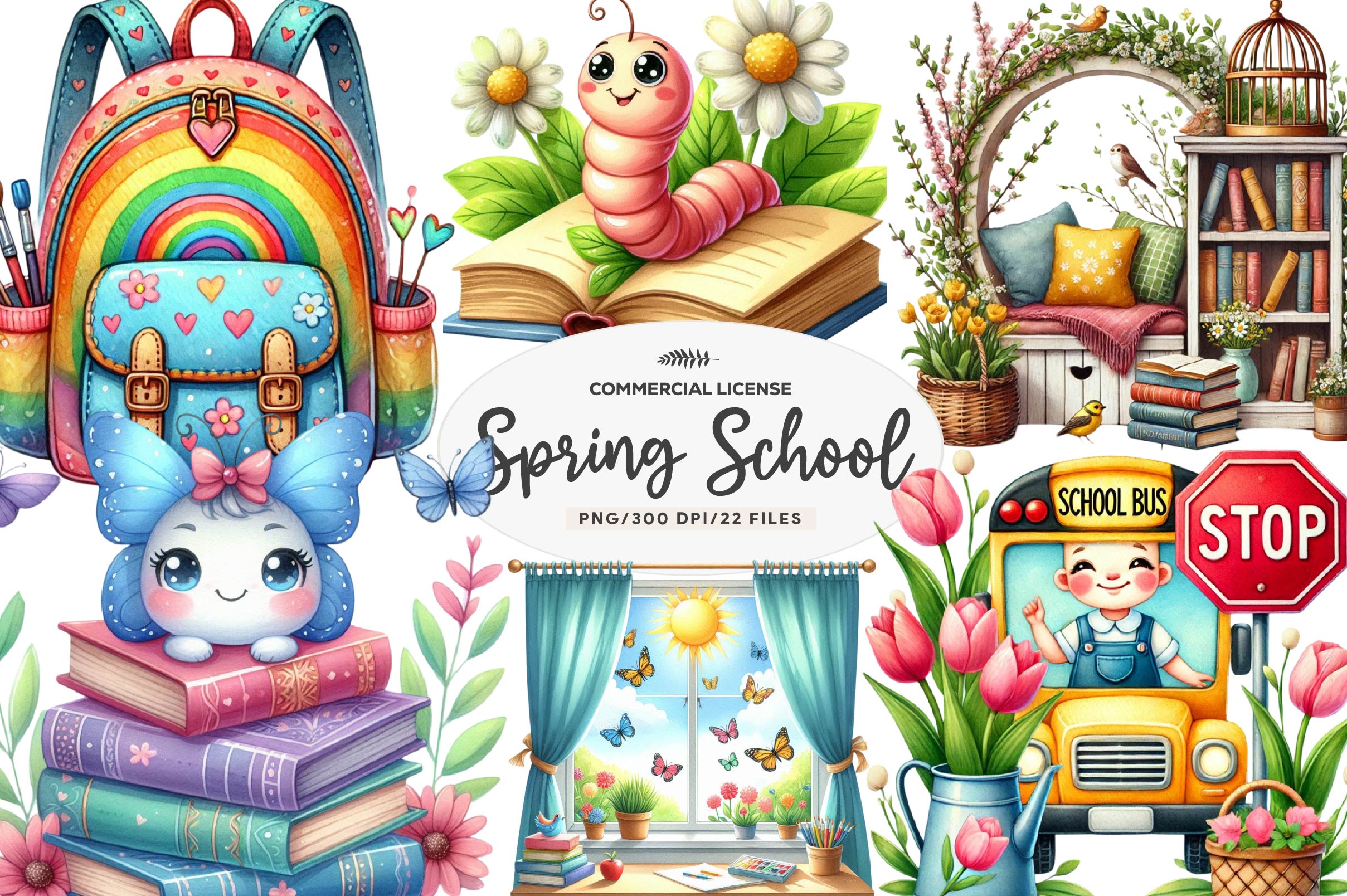 Spring School Clipart Bundle