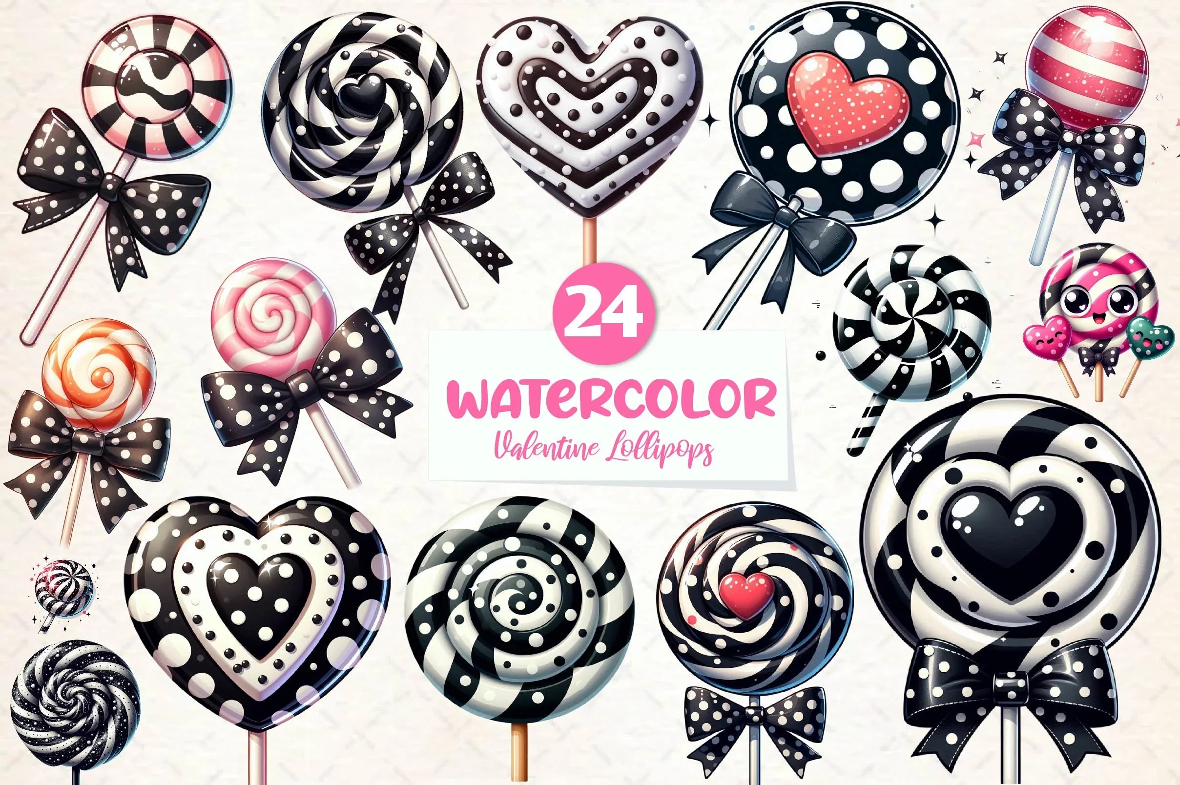 Valentine Lollipops Clipart Bundle