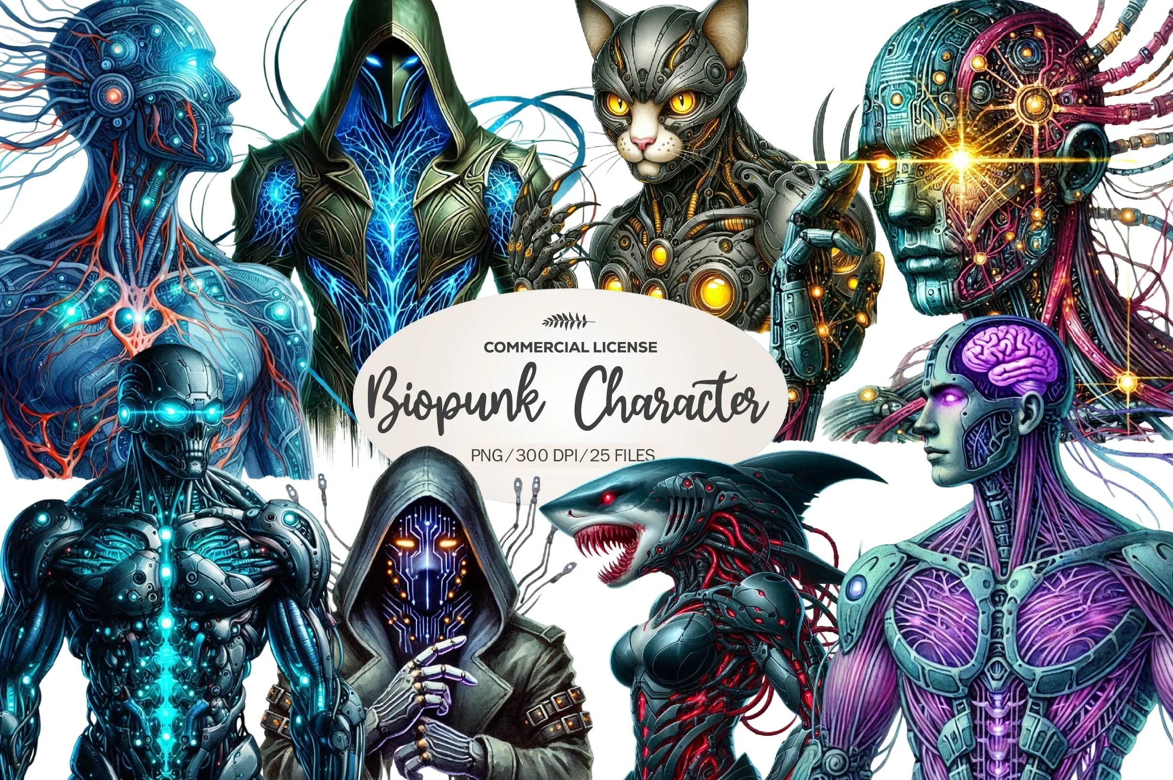 Biopunk Character Clipart Bundle