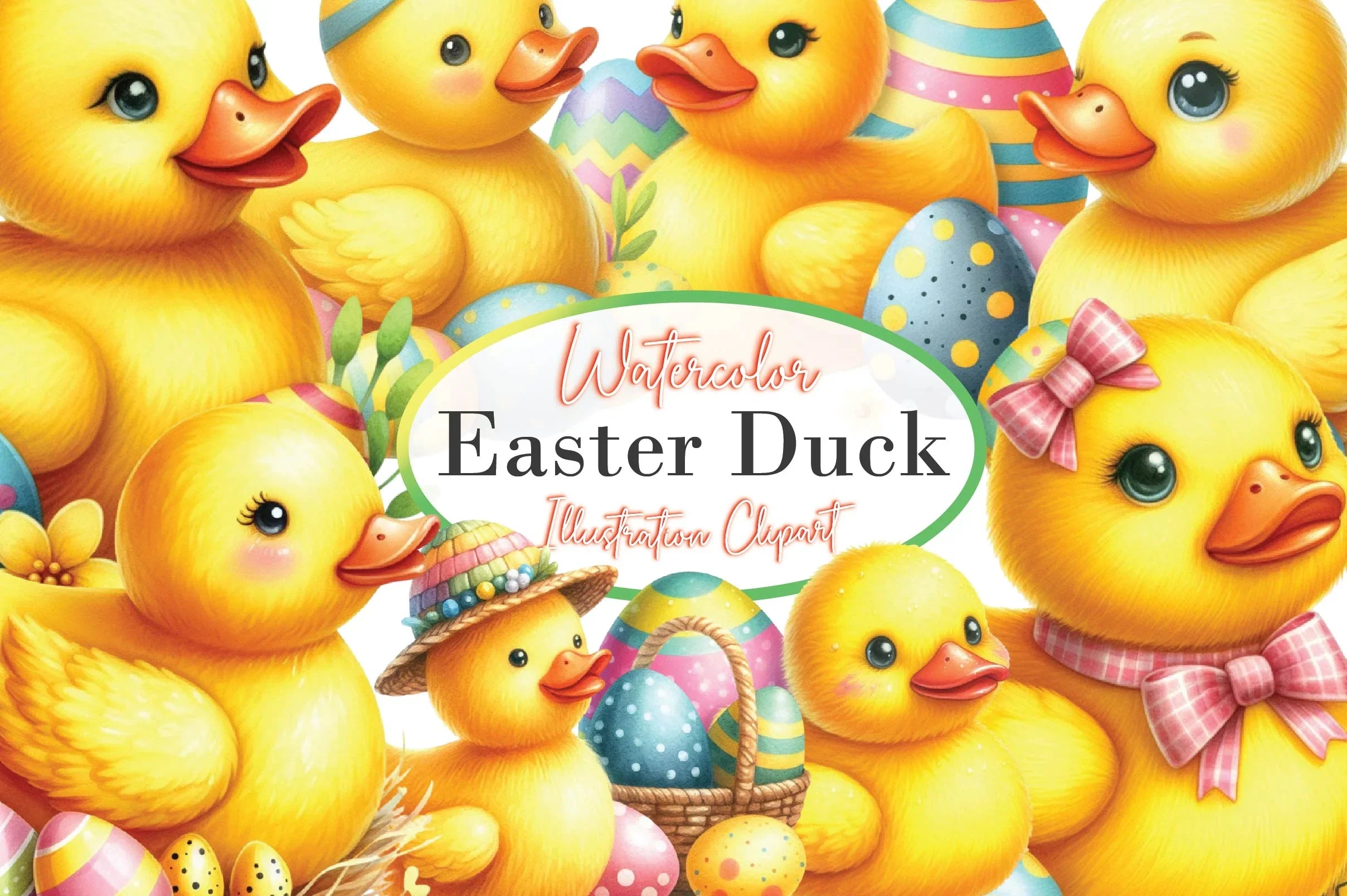 Vintage Easter Duck Clipart Bundle