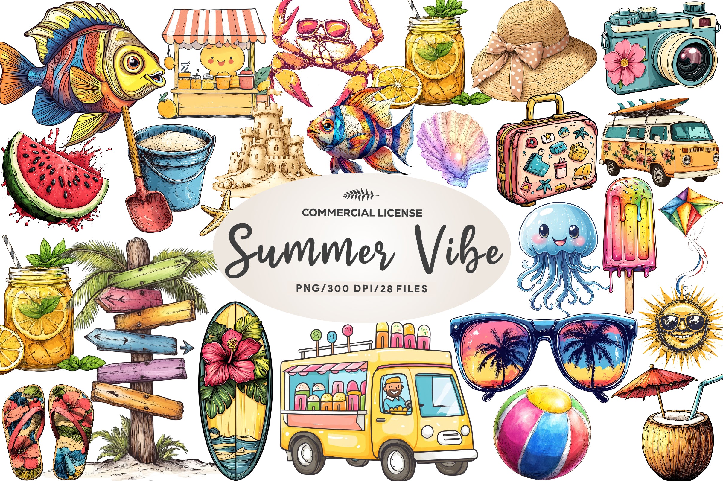 Summer Vibe Clipart Bundle