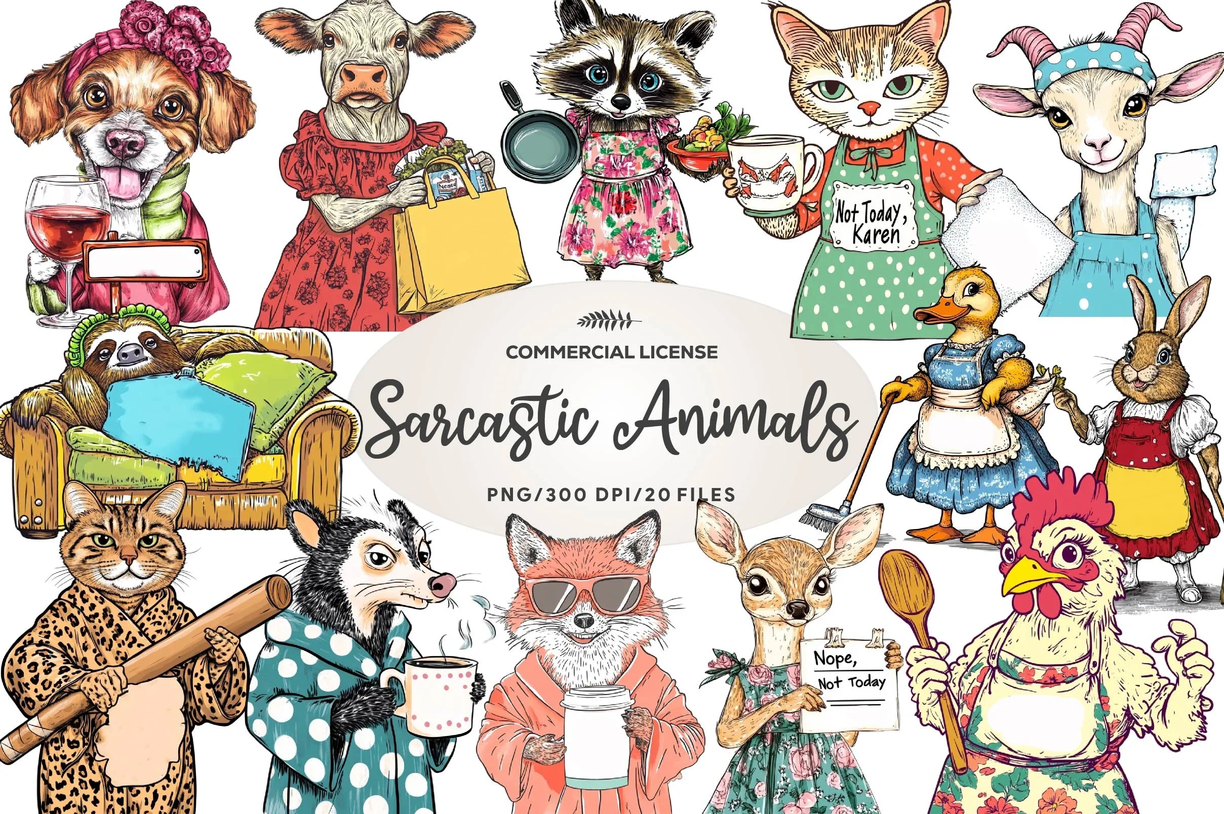 Sarcastic Animals Clipart Bundle