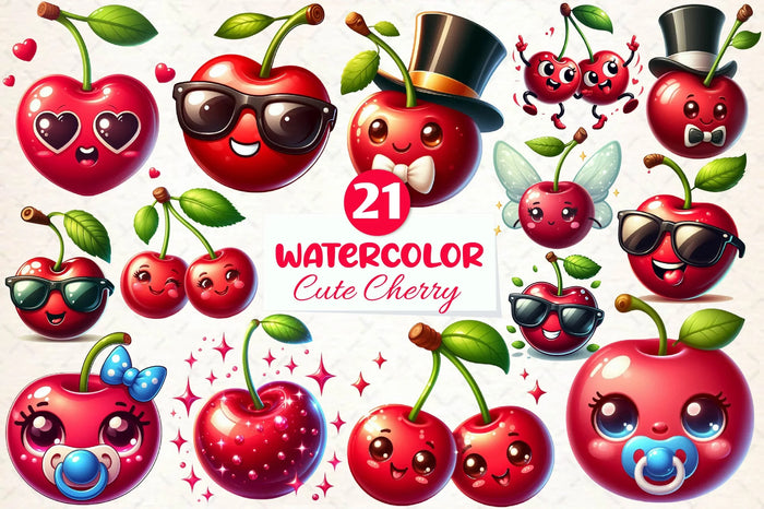 Cute Cherry Clipart Bundle