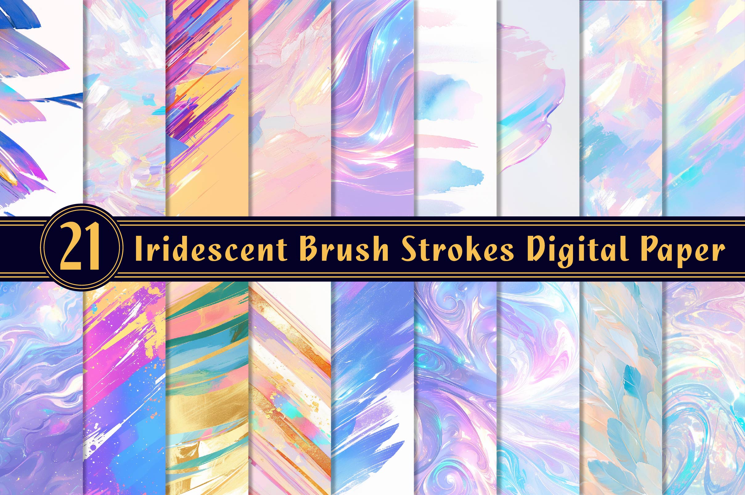 Iridescent Brush Strokes Digital Paper