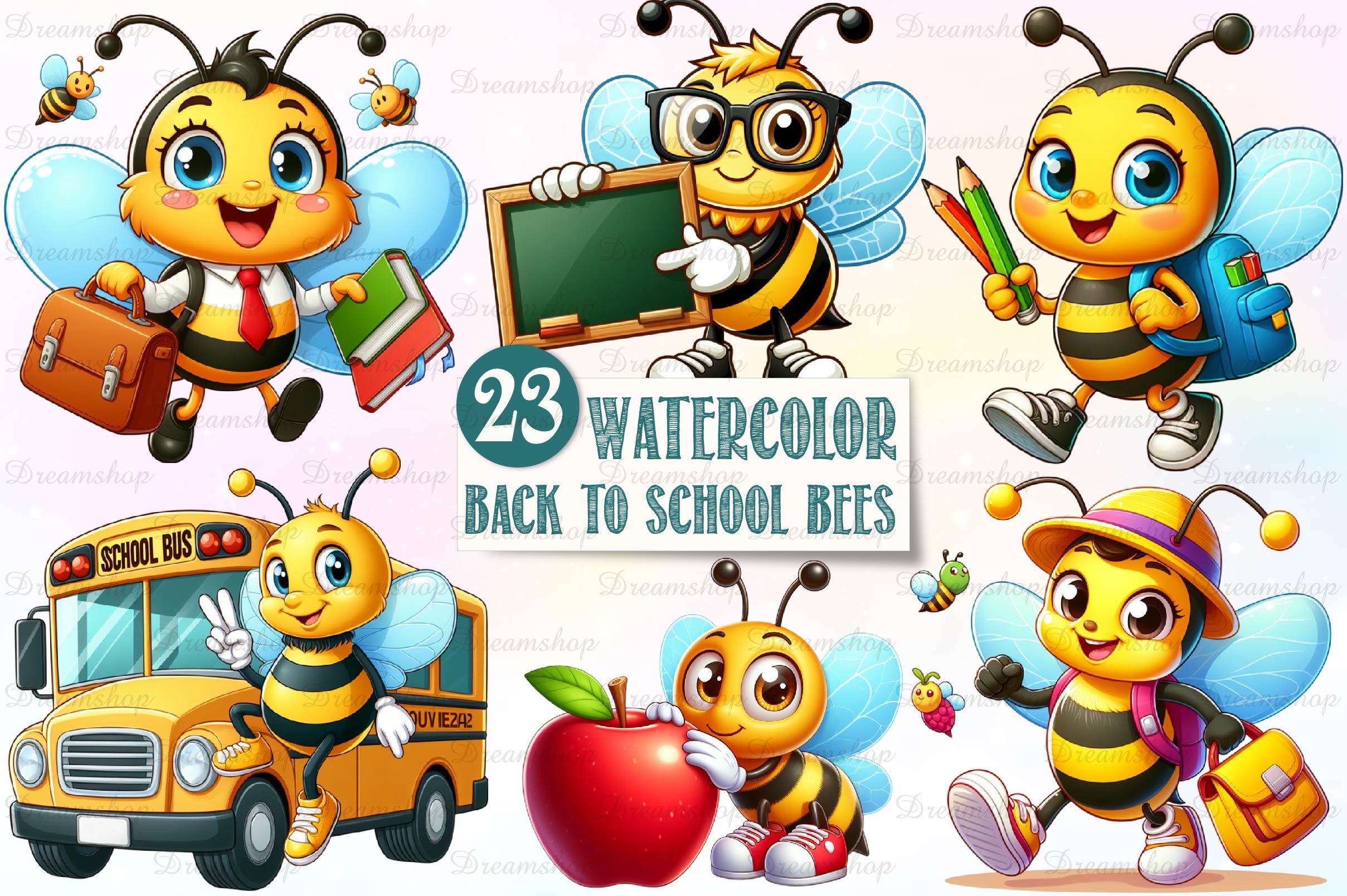 Back To School Bees Clipart Bundle