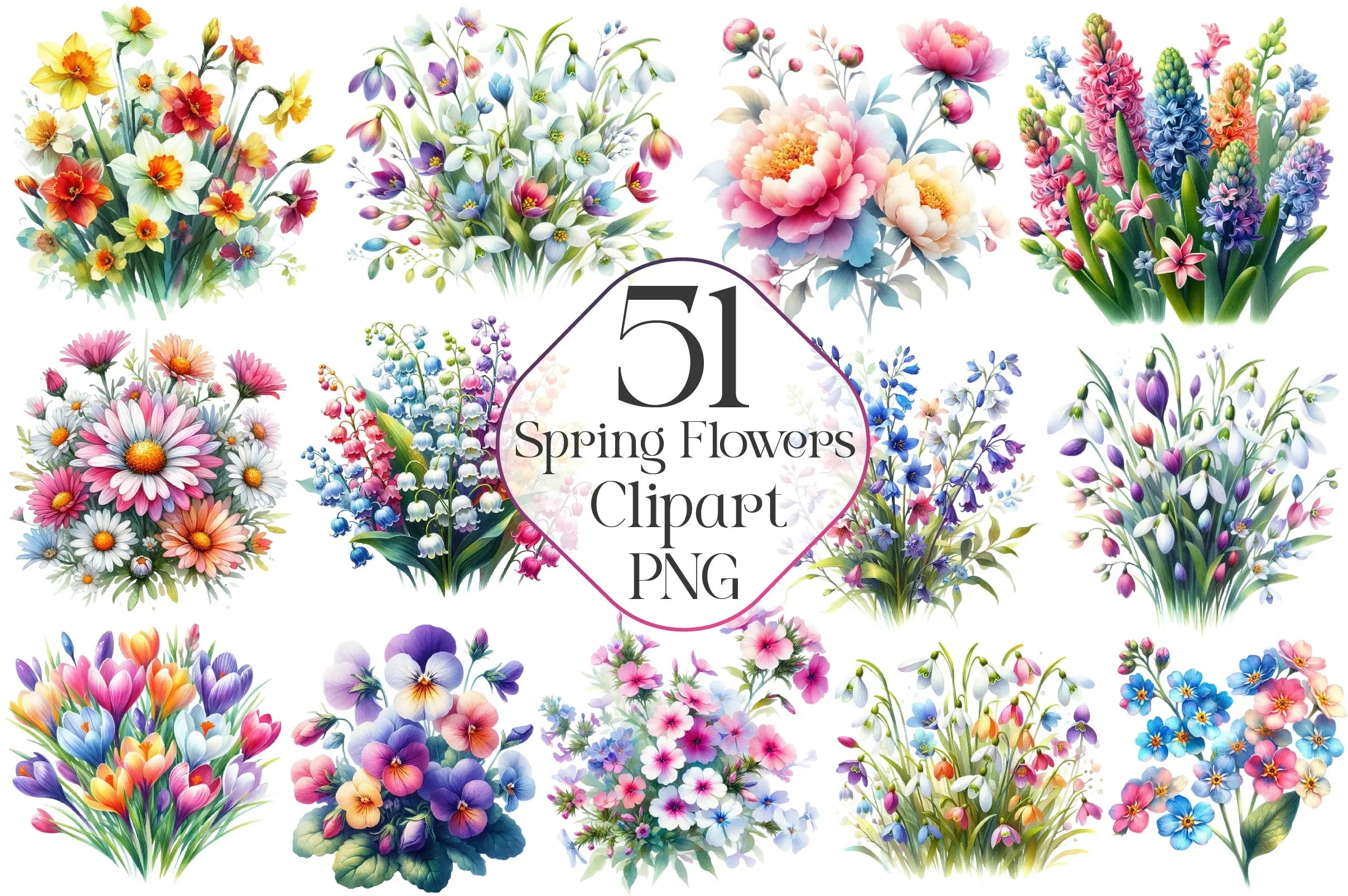 Spring Flowers Clipart Bundle 2