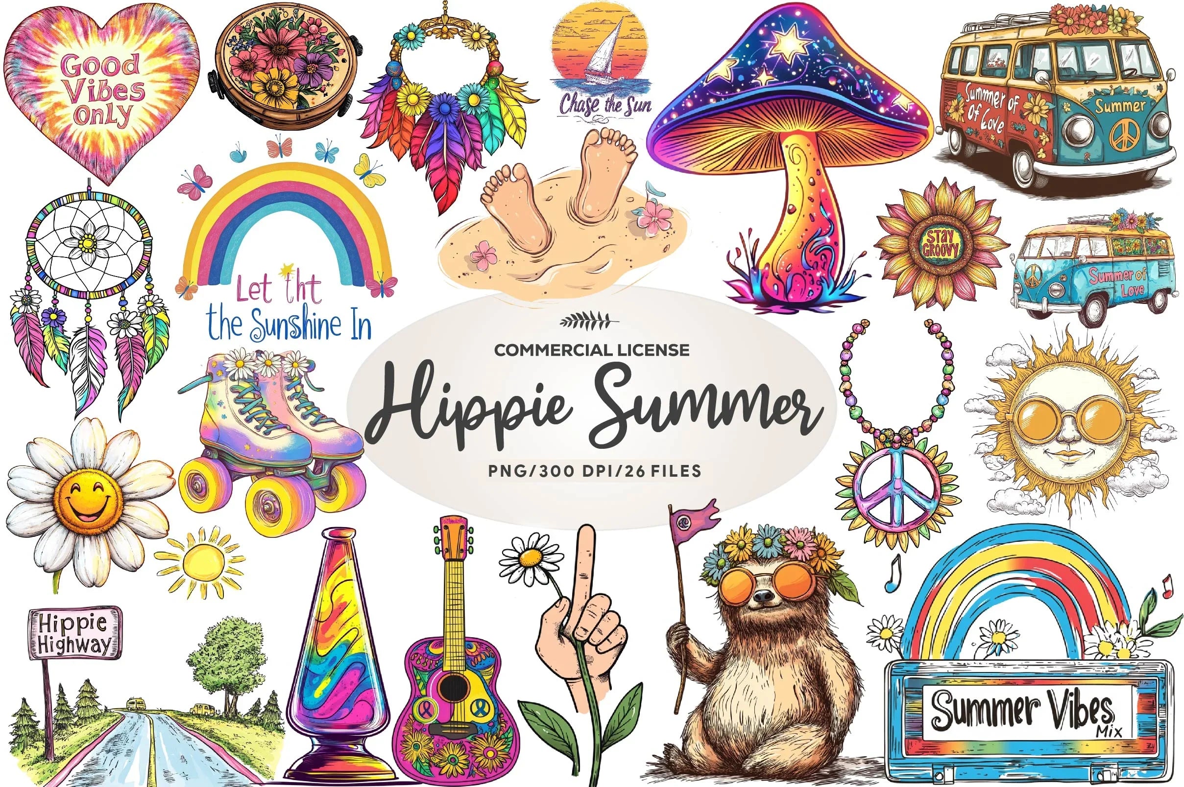 Hippie Summer Clipart Bundle