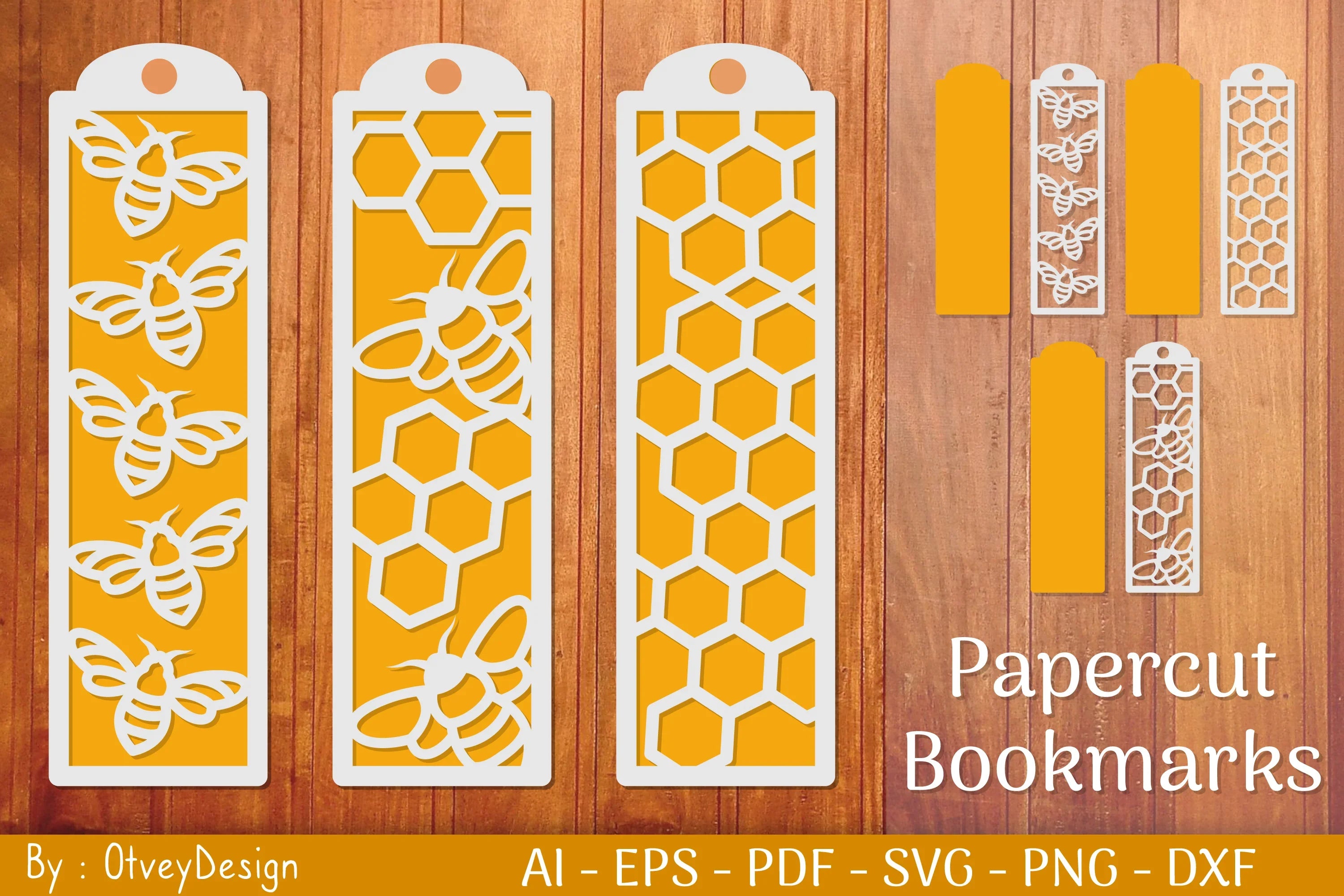 Bee Papercut Bookmarks SVG Bundle