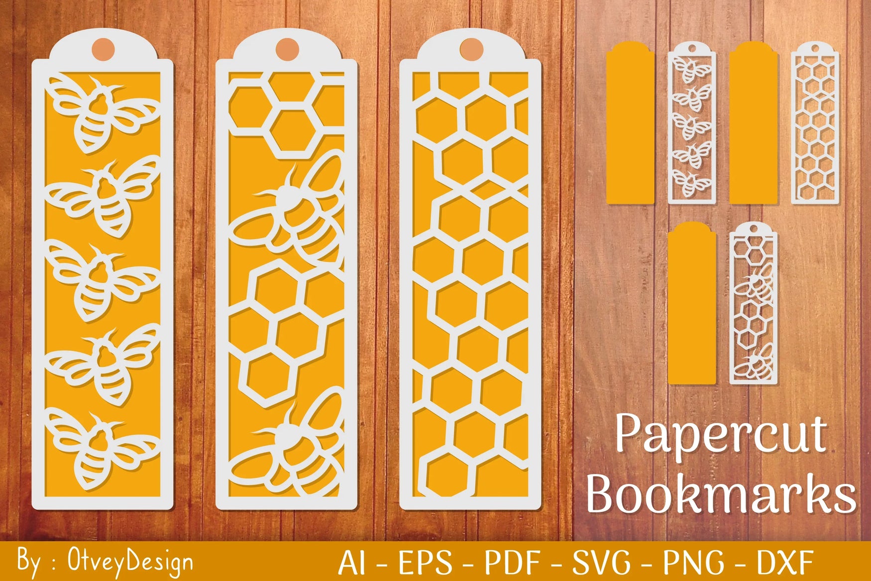 Bee Papercut Bookmarks SVG Bundle