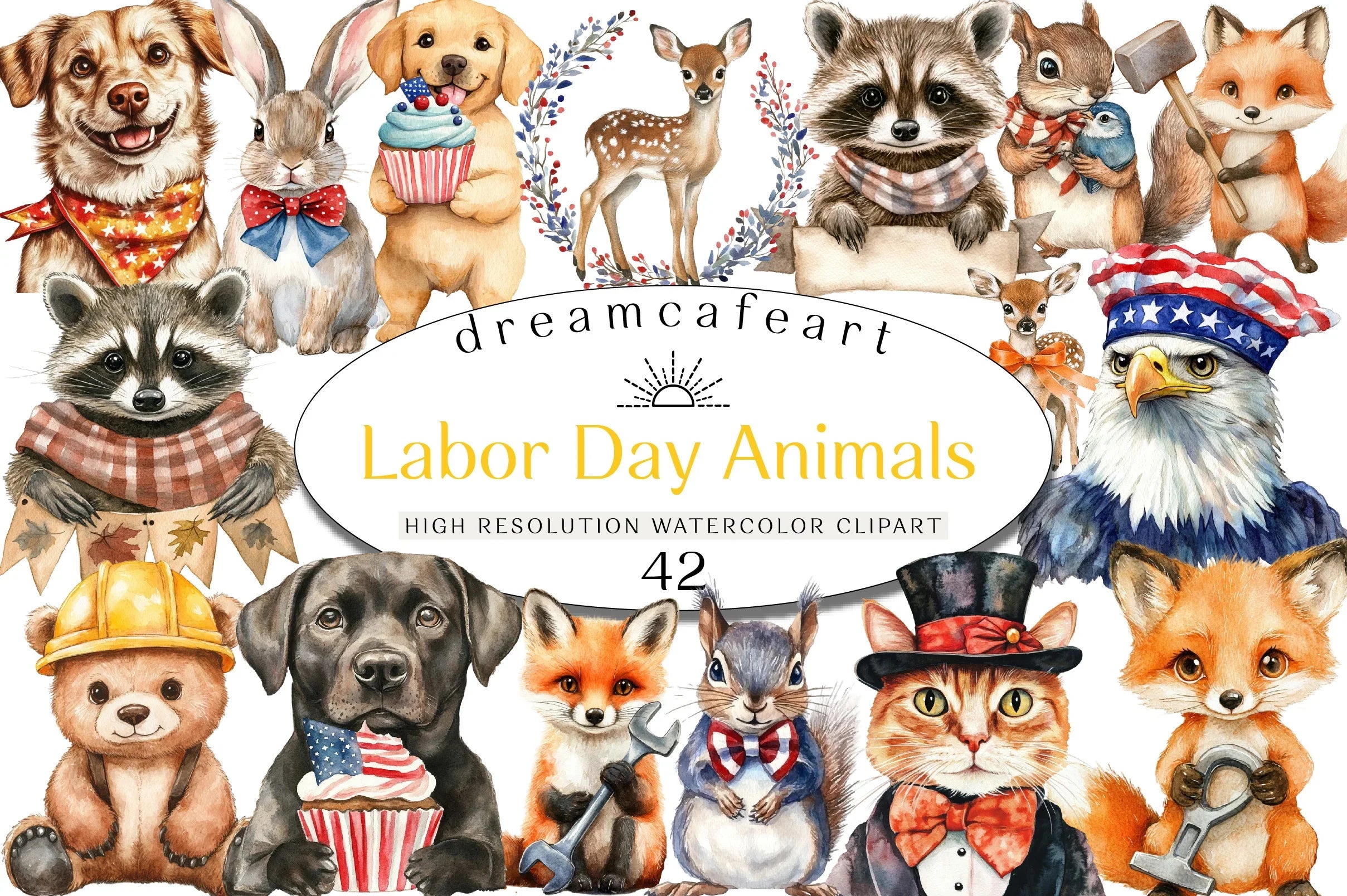 Labor Day Animals Clipart Bundle