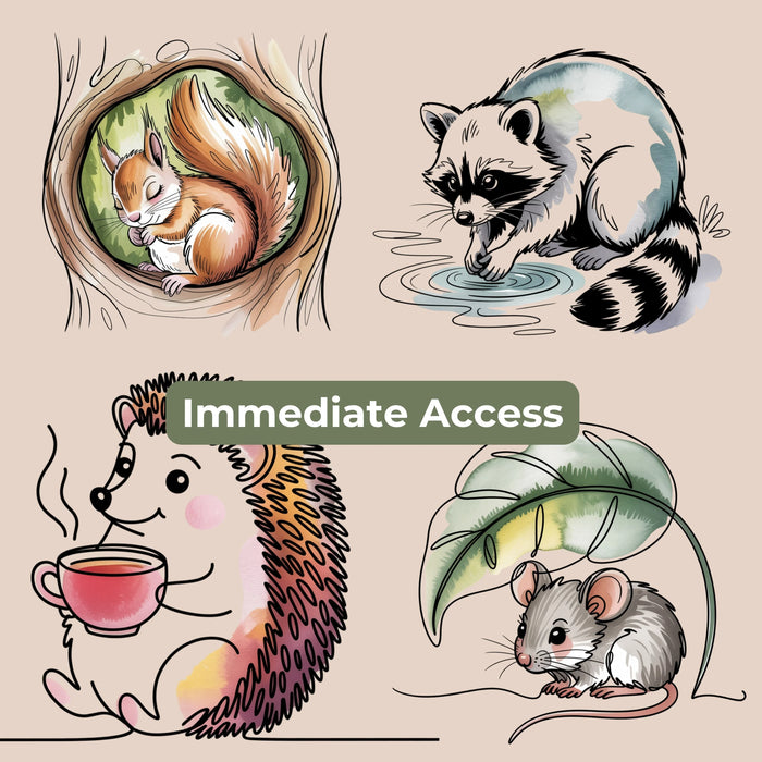 Woodland Animals Doodle Clipart Bundle