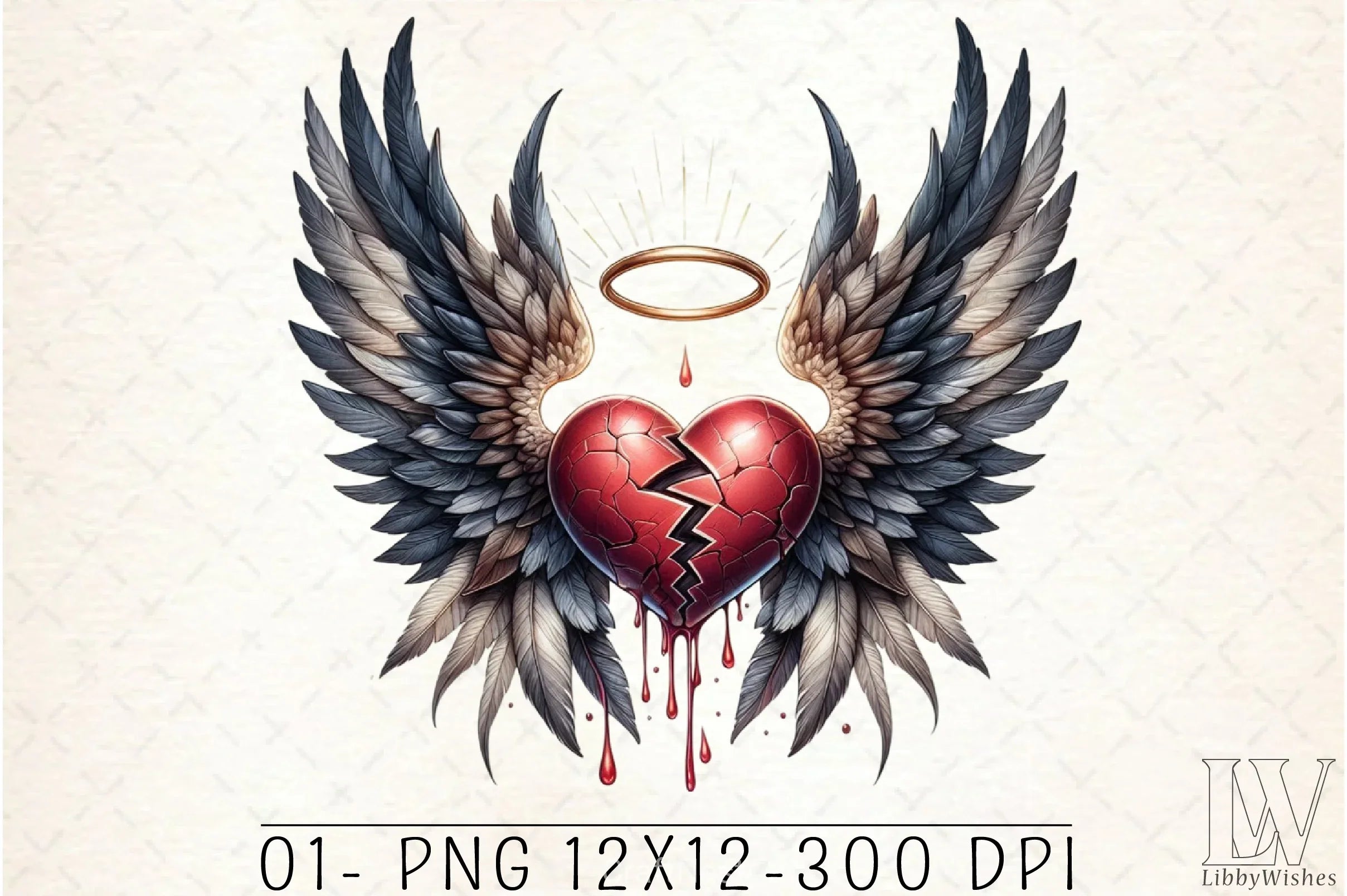Heartbroken Angel Wings Clipart Bundle