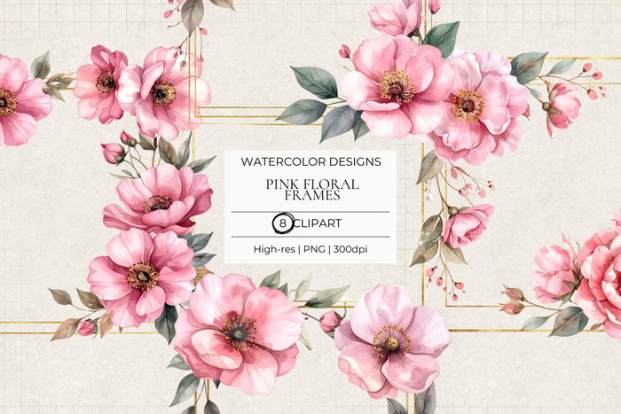 Pink Floral Frames Clipart