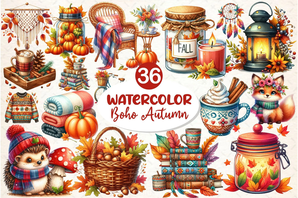 Boho Autumn Clipart Bundle 5