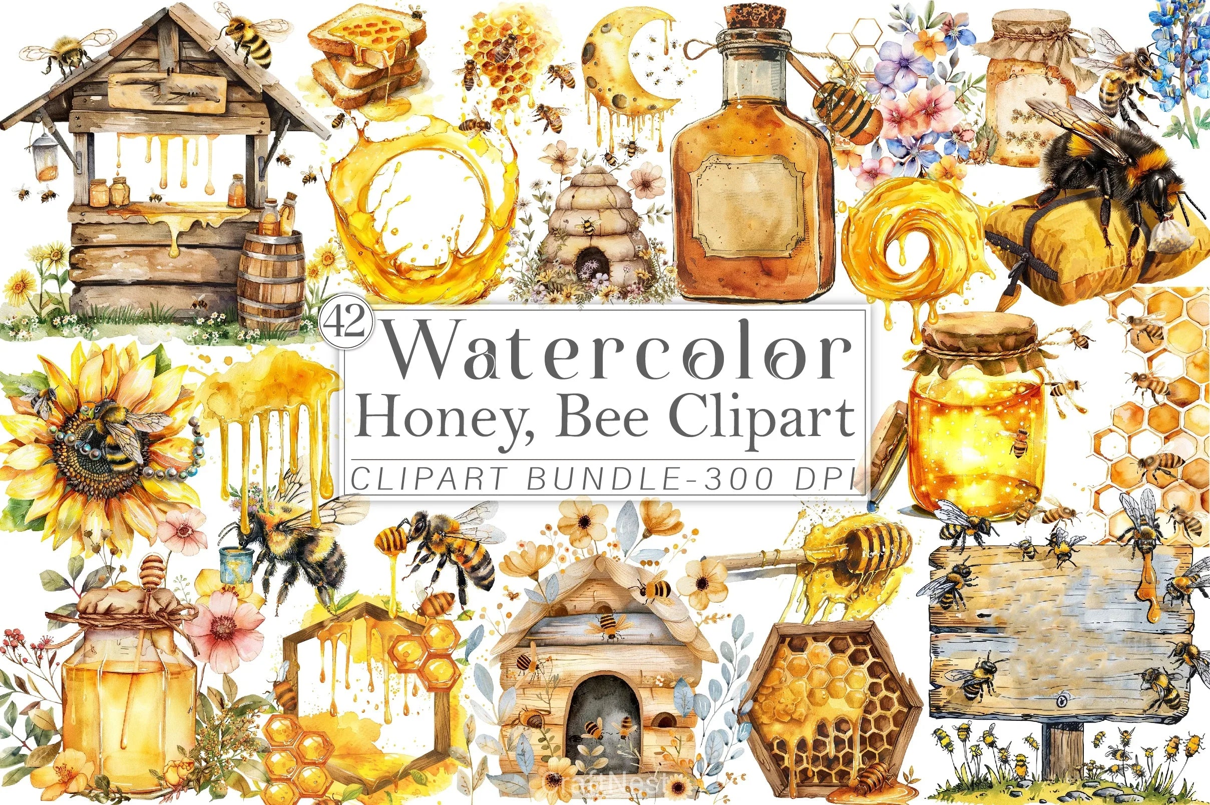 Honey Bee Clipart Bundle