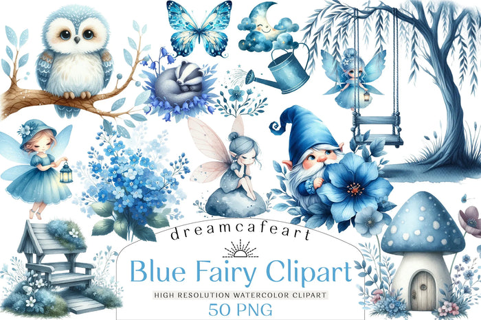 Blue Fairy Clipart Bundle