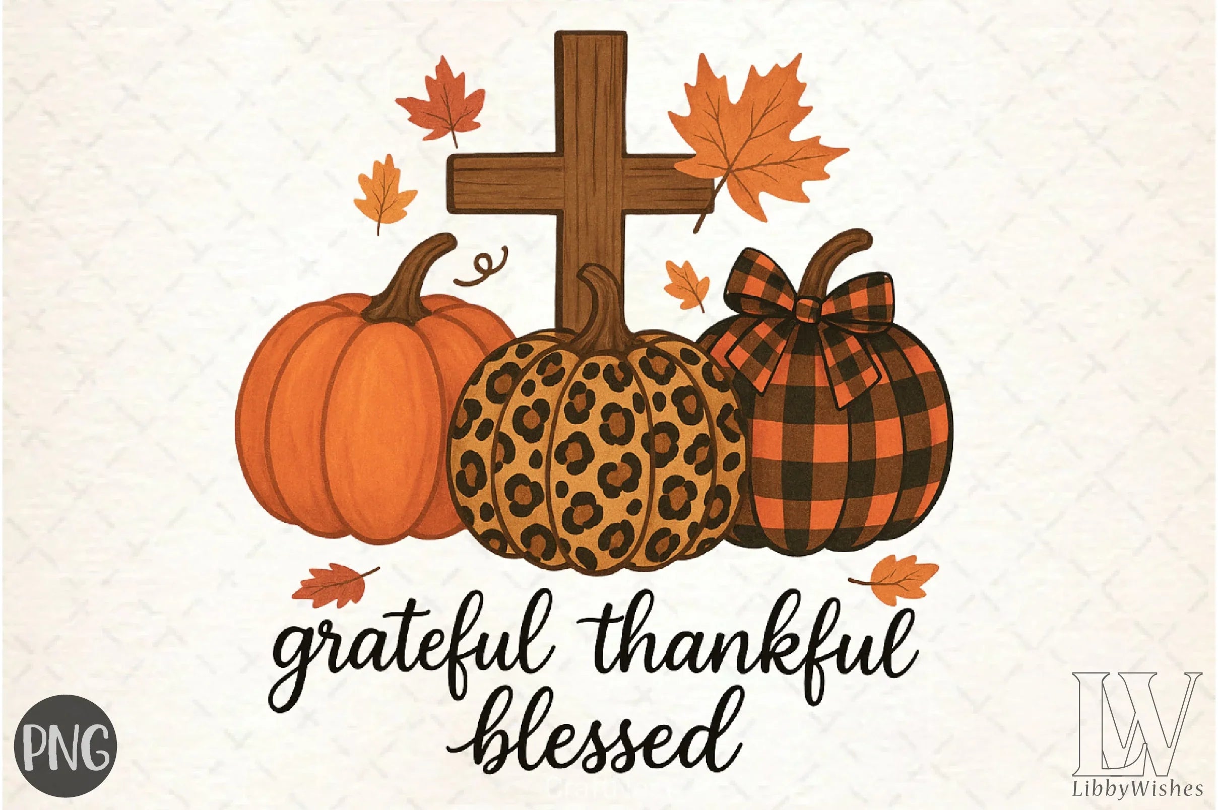 Grateful Thankful Blessed Pumpkin Clipart Bundle