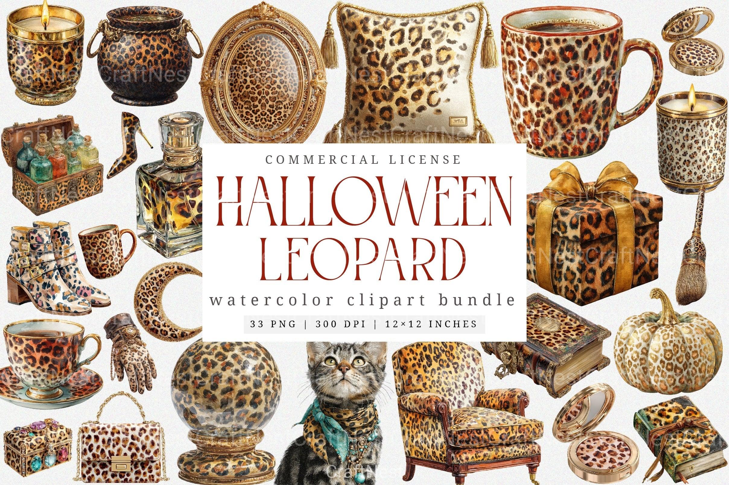 Leopard Print Halloween Clipart Bundle