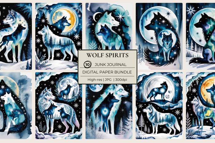 Wolf Spirits Junk Journal Papers