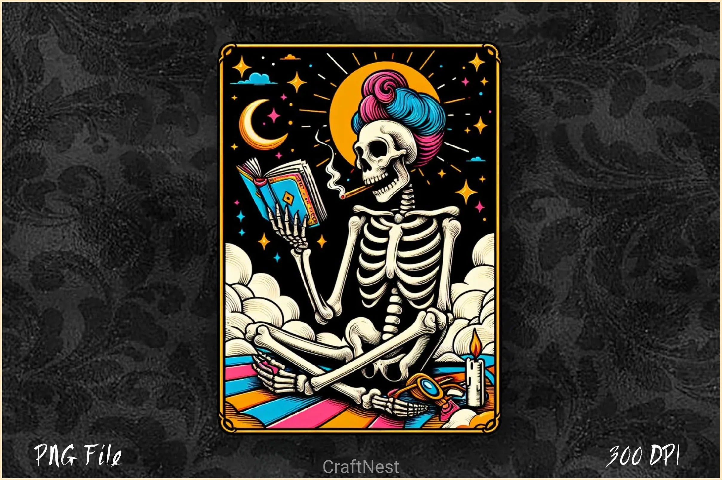 The Reader Tarot Card Reading Skeleton Clipart Bundle