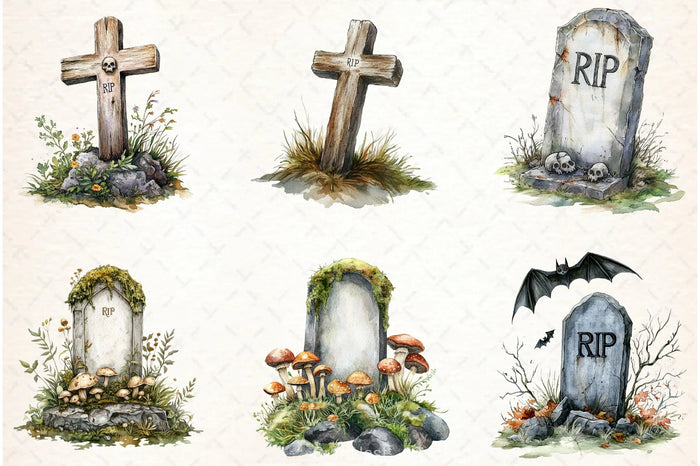 Halloween RIP Clipart Bundle