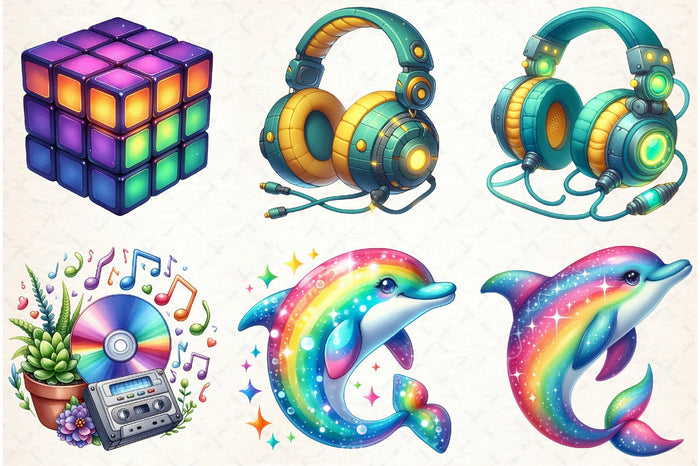 Nostalgic 90s Retro Clipart Bundle