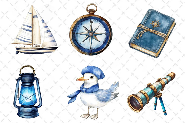 Blue Nautical Collection Clipart Bundle