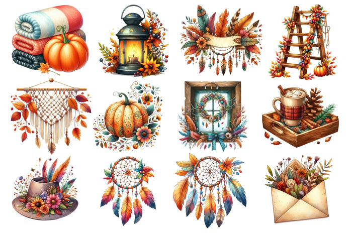 Boho Autumn Clipart Bundle 5