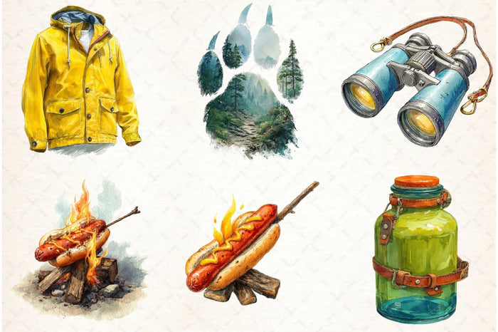 Camping Hiking Clipart Bundle