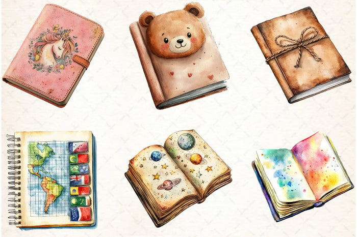 Back To School Notebook Clipart Bundle