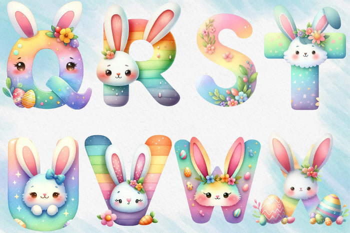 Easter Alphabet And Number Clipart Bundle
