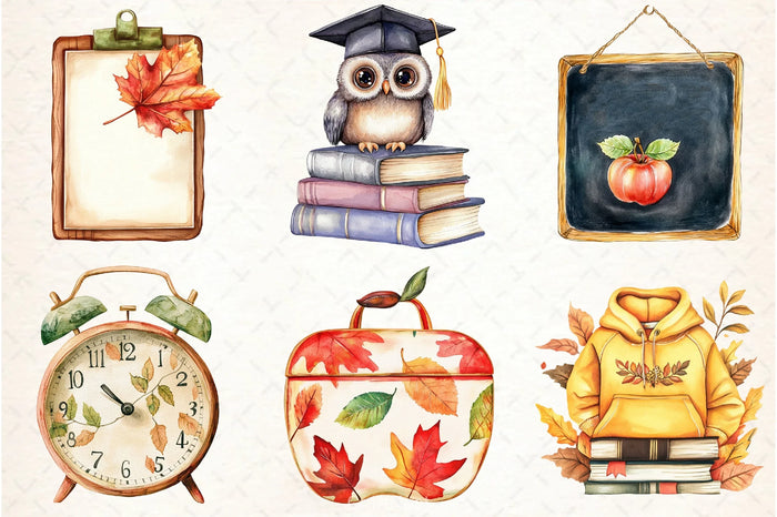 Autumn School Clipart Bundle