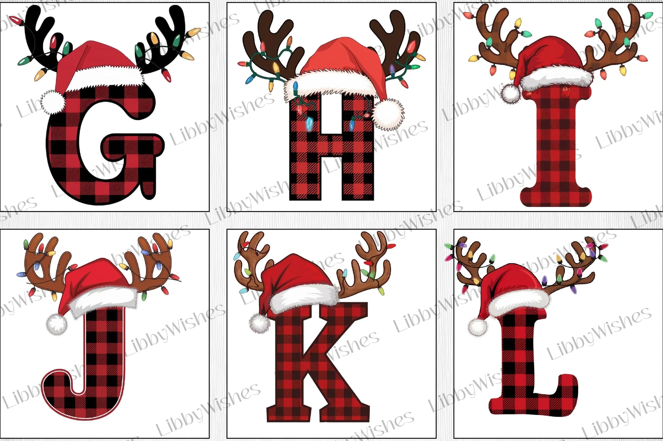 Santa Reindeer Hat Alphabet Clipart Bundle