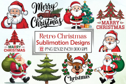 Retro Christmas Clipart Bundle