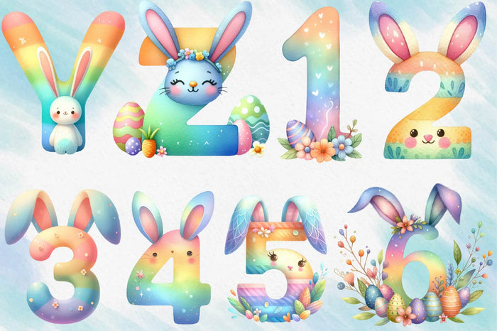 Easter Alphabet And Number Clipart Bundle