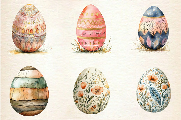 Boho Easter Eggs Clipart Bundle
