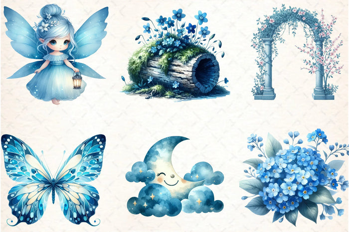 Blue Fairy Clipart Bundle