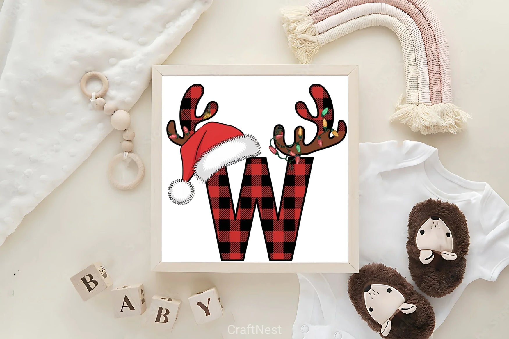 Santa Reindeer Hat Alphabet Clipart Bundle