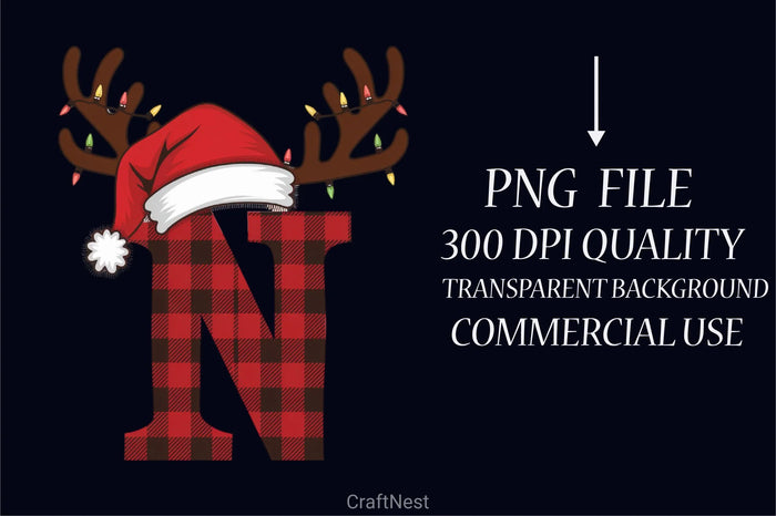 Santa Reindeer Hat Alphabet Clipart Bundle