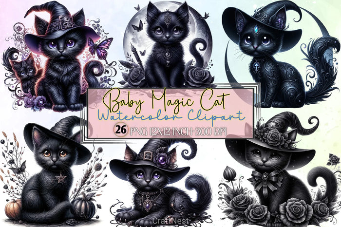 Baby Magic Cat Clipart Bundle