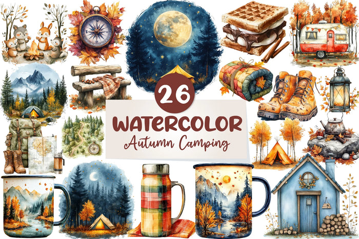 Autumn Camping Trip Clipart Bundle