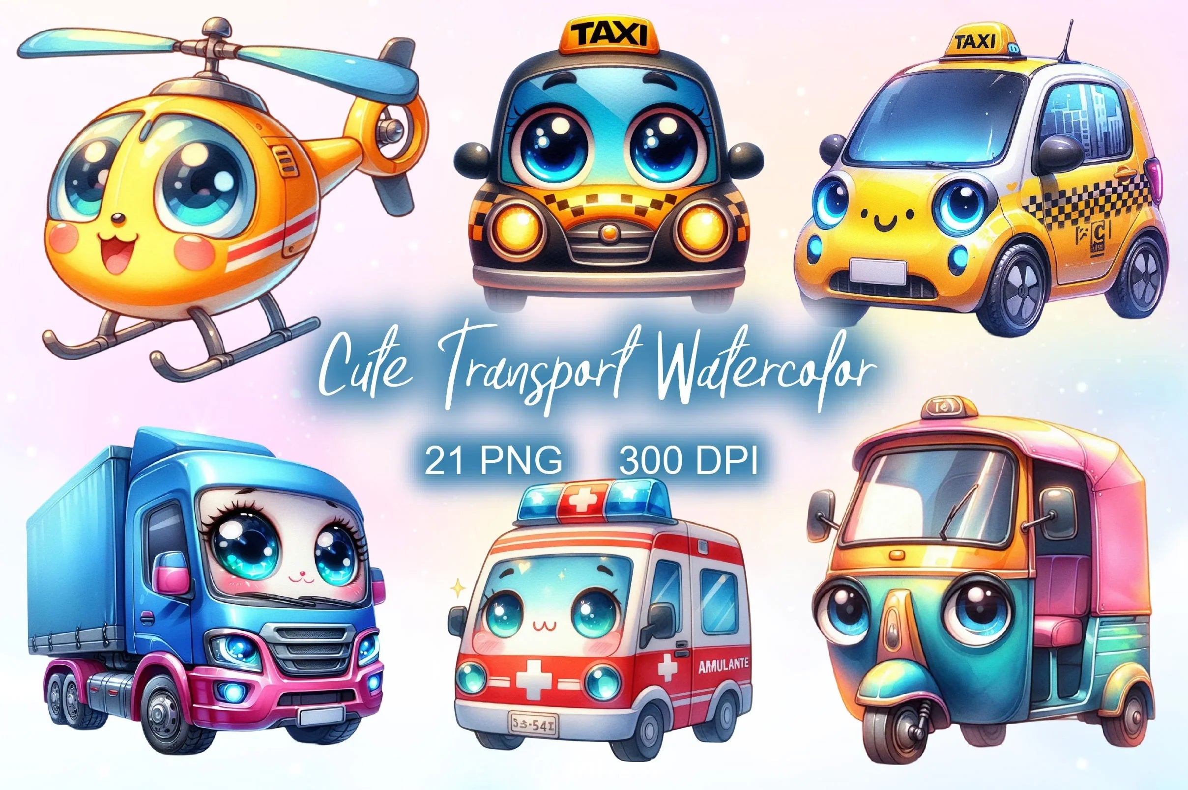 Cute Transport Clipart Bundle