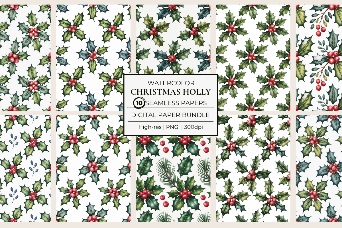 Christmas Holly Seamless Papers