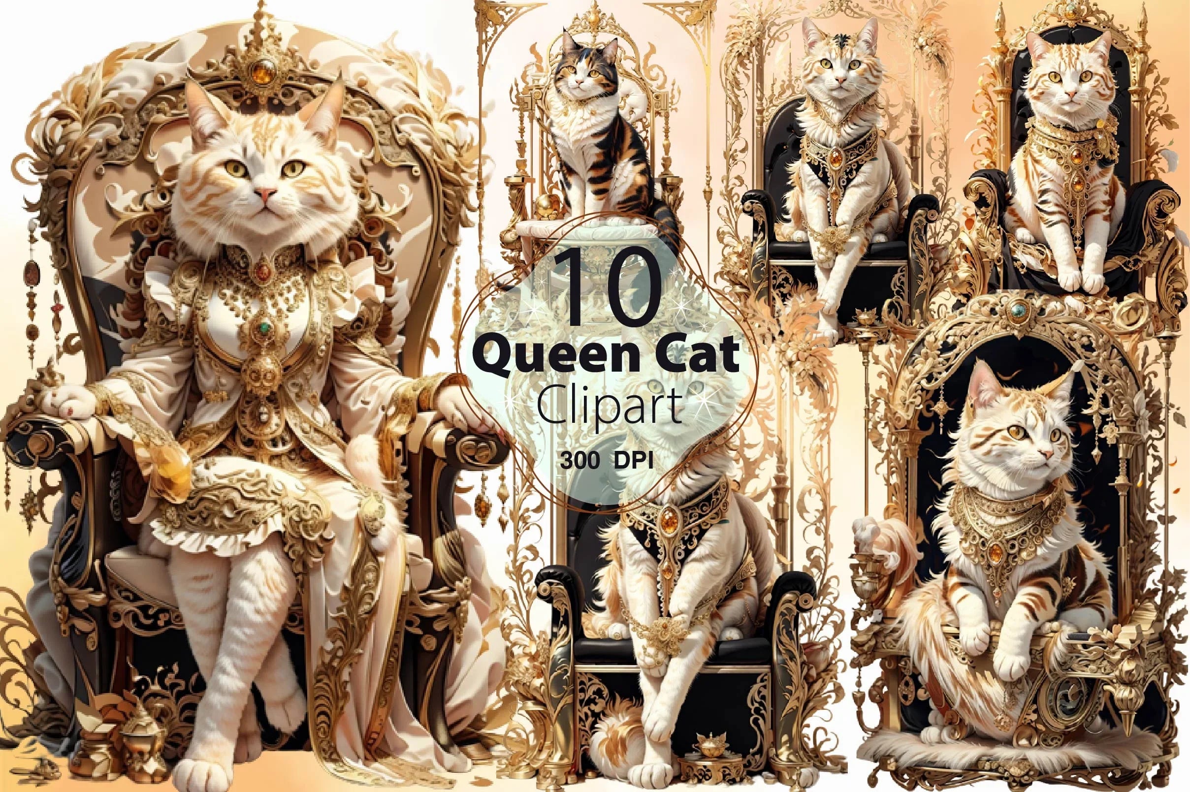 Queen Cat Clipart Bundle