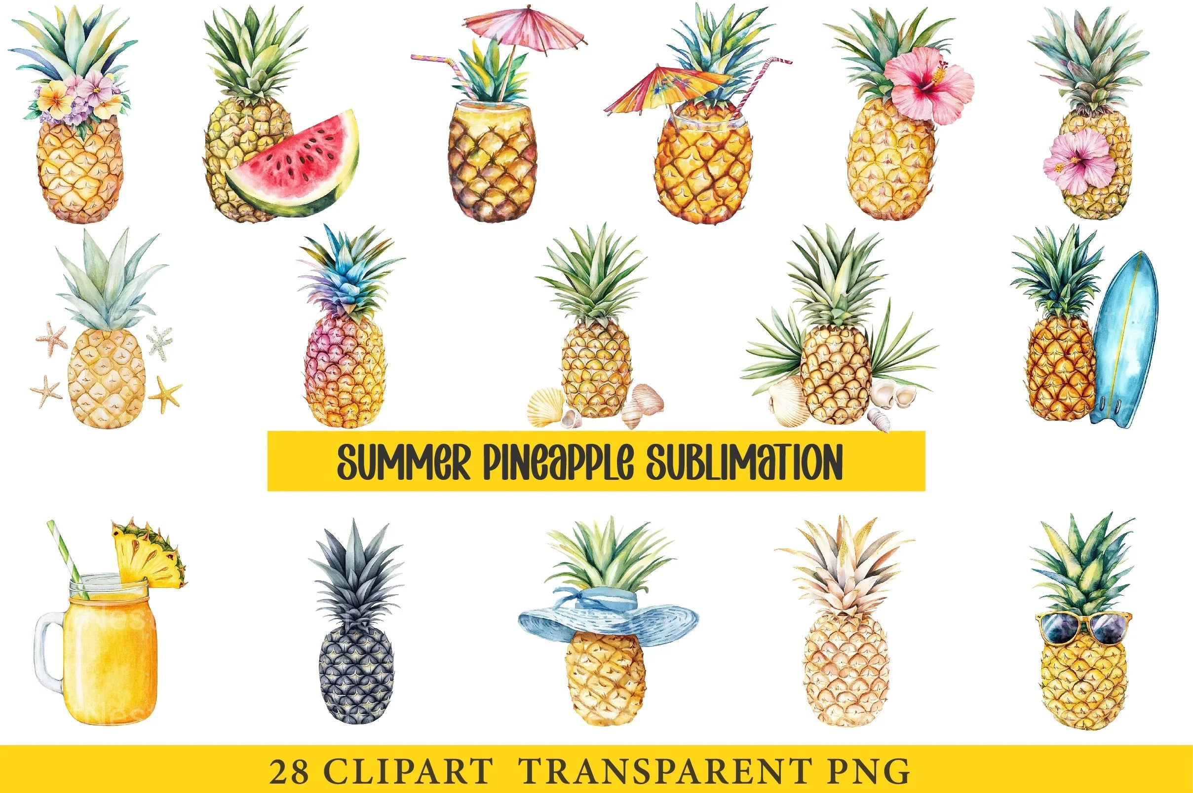 Summer Pineapple Clipart Bundle