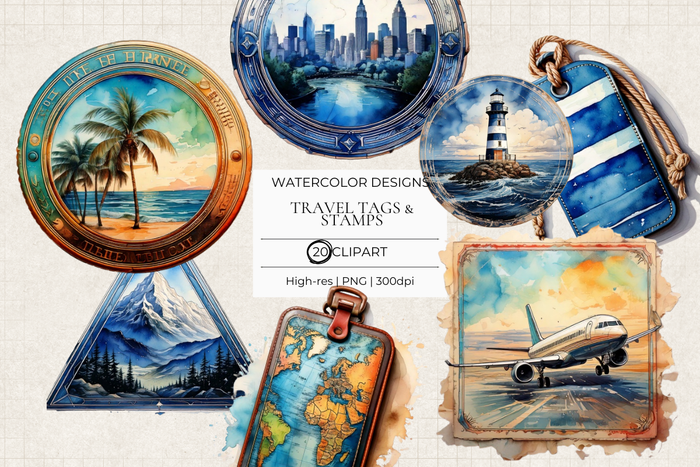Travel Cards & Stamps Clipart