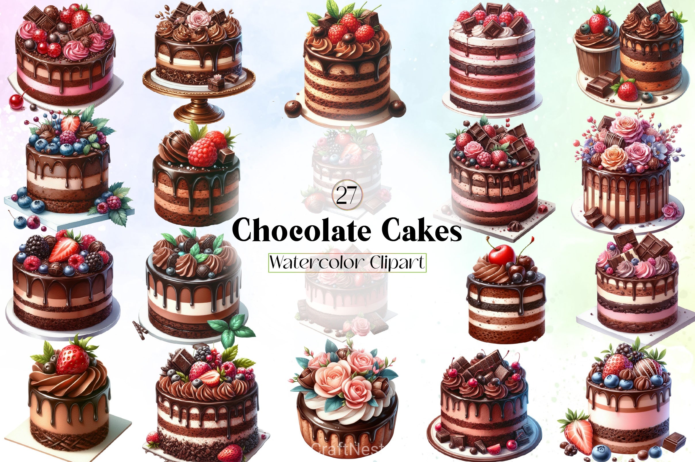 Chocolate Cakes Clipart Bundle