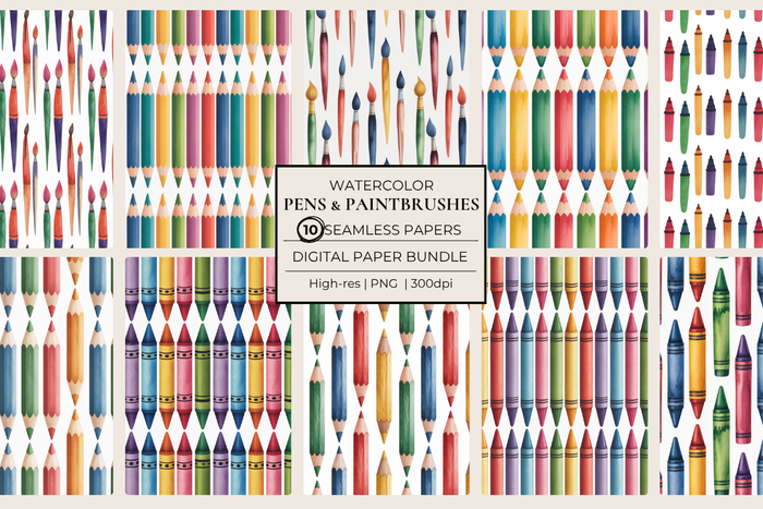 Pens & Paintbrushes & Stuff Seamless Papers